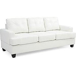 Glory Furniture Sandridge Faux Leather Sofa in White
