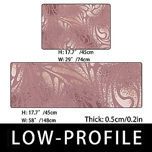 ZKLZI Kitchen Rugs Kitchen Mats for Floor 2 Pieces Rose Gold Pink Kitchen Mat Set Non Slip Soft Absorbent Coral Velvet Washable Kitchen Rug Set 17.7×29.1Inch + 17.7×58.2Inch