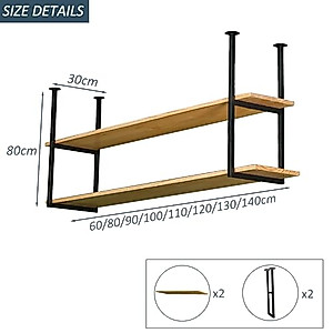 Lonmrrton Pot Pan Rack Kitchen Hanging Shelf, Ceiling Mounted Storage Rack 2 Layer Floating Decorative Shelves, Wine Rack Display Stand for Living Room Restaurant Bar (Size : 100x30x80cm)
