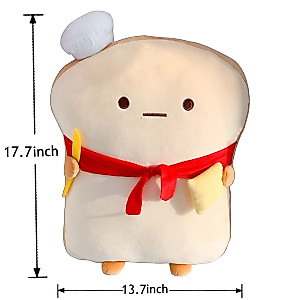 MDXMY 17.7'' Toast Pillow Funny Toast Sliced Bread Pillow Bread Stuffed Animal Toy Soft Plush with Red Scarf (Toast)