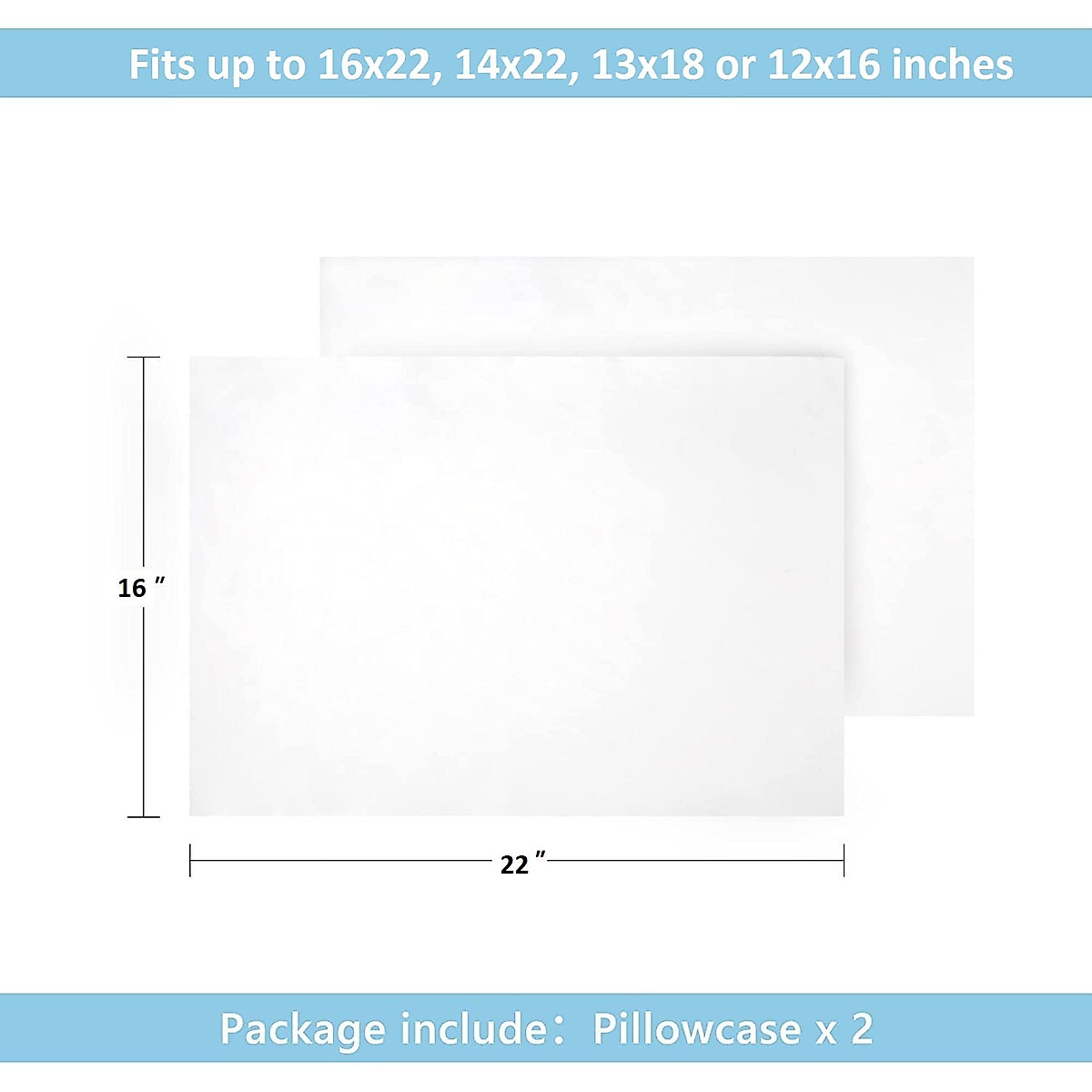 Youth Pillowcase 16" x 22" Size Pack of 2 Pieces Kids Travel Pillow Cover Zipper Closure 500 Thread Count 100% Egyptian Cotton & Hypoallergenic Fits Pillows Sized 12x16, 13x18 or 14x19 White