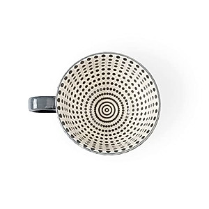 Signature Housewares Pad Print Set of 4 Ceramic Assorted Footed 14oz Mugs, PP Gray