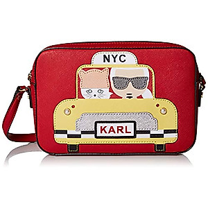 Karl Lagerfeld Paris womens Maybelle Camera Crossbody Bag Cross Body, Crimson Combo, One Size US