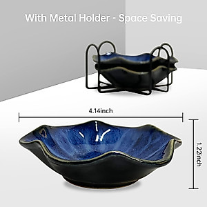 Spoon Rest for Stove Top with Holder 3pcs, TIGERMILLION Heat-Resistant Cooking Utensil Rest, Tea Spoon Rest, Ideal Gift For House Warming Gifts, Dishwasher Safe, Blue