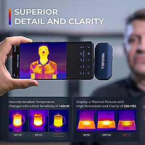 TOPDON TC001 Thermal Camera for Android, 256x192 IR High Resolution, Thermal Imaging Camera, Thermal Imager - 25Hz Refresh Rate, Video Recording Supported, Works for Smartphones and Tablets & PC