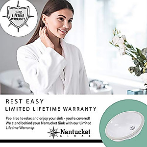 Nantucket Sinks UM-13x10-W 13-Inch by 10-Inch Oval Ceramic Undermount Vanity Sink, White