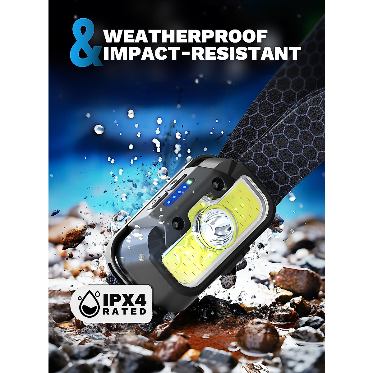 Favorlite Headlamp Rechargeable, 2 Pack 1300 Lumen Lightweight Bright with White Green Red Headlamp Flashlight, Waterproof Motion Sensor Head Lamp,14 Modes for Outdoor Camping Running Cycling