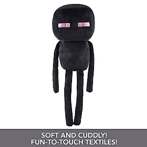 Mattel Minecraft Basic 8-inch Plush Enderman Figure, Soft Doll Inspired by Video Game Character, Collectible Toy