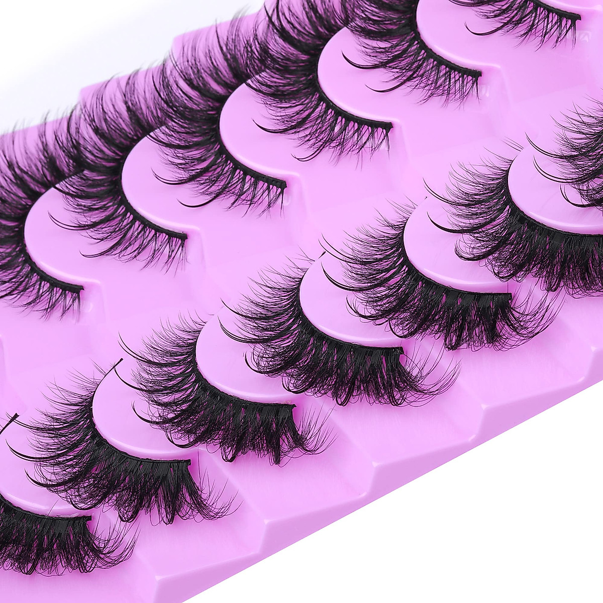 False Eyelashes Fairy Cat Eye Lashes Mink Fluffy Fox Eye Lashes Wispy Dramatic Eyelashes 20mm Fake Lashes 7 Pairs Pack by ALICE