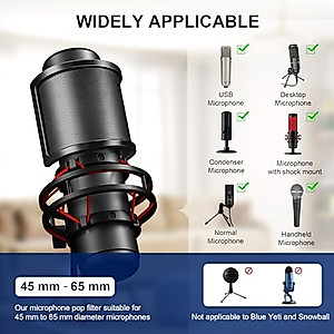 Pop Filter,Aokeo [Upgraded Three Layers] Metal Mesh & Foam & Etamine Layer Microphone Windscreen Cover Handheld Mic Shield Mask,Microphone Accessories for Vocal Recording,Youtube videos,Streaming