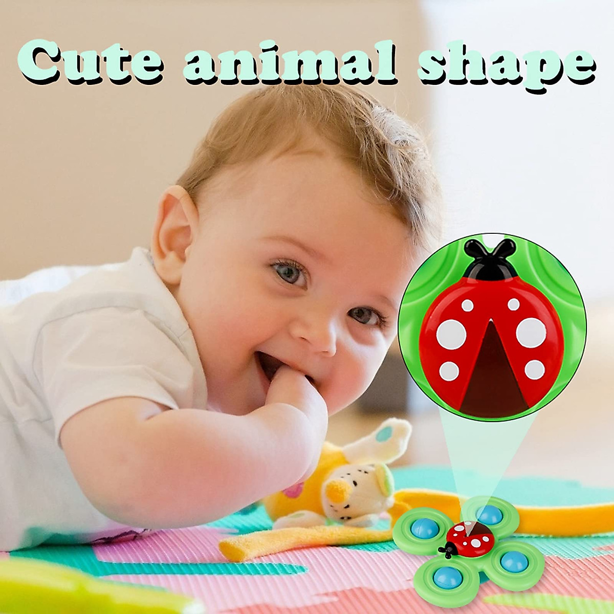 Suction Cup Spinning Top Toy Baby Bath Toy 3 PCS, COSYOO Spin Sucker Spining Top Spinner Toy Early Learner Toys for Baby Toys