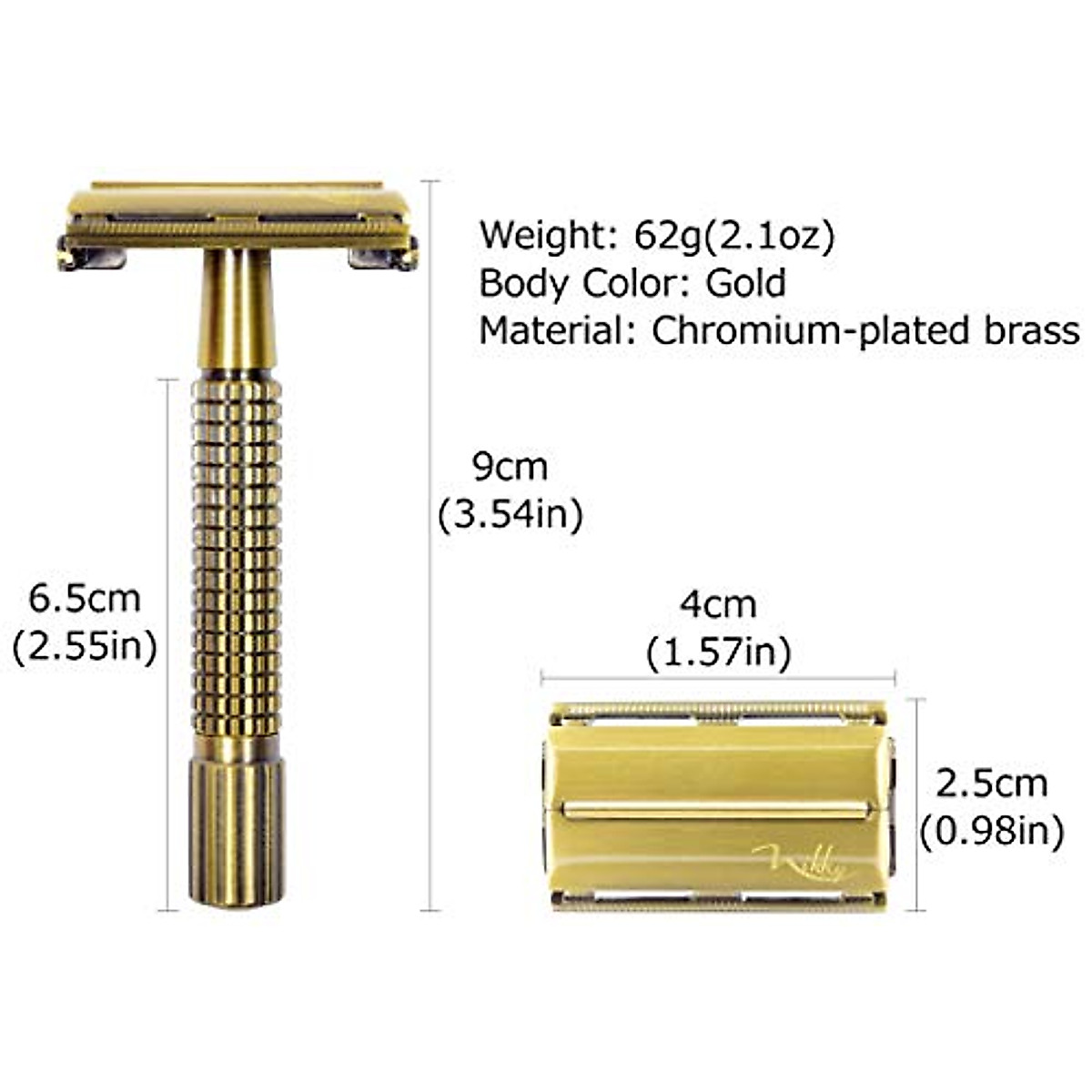 Seki Japan Double Edge Butterfly Open Safety Razor, Heavy Duty Bronze Brass Hard Chromium, 3.14inch Long Handle