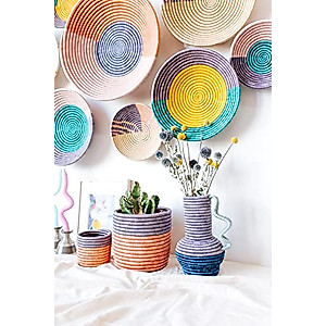African Basket- Maiko/Rwanda Basket/Woven Bowl/Sisal & Sweetgrass Basket/Lilac, Teal, Golden Yellow