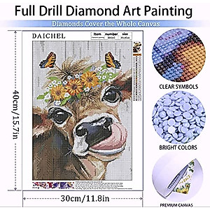 Highland Cow Diamond Art Painting Kits for Adults - Full Drill Diamond Dots Paintings for Beginners, Round 5D Paint with Diamonds Pictures Gem Art Painting Kits DIY Adult Crafts Kits 12x16inch