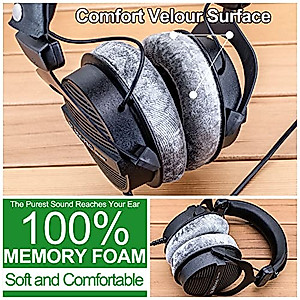 LTYIVABHTTW Earpads Compatible with DT 770 Pro, DT 880 Pro, DT 990 Pro, DT 1770 Pro, MMX 300, DT 1990 Pro, DT 177X, T 90 Headphones (Silver Grey Velour)