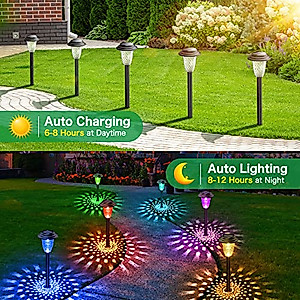 ENSLI Solar Pathway Lights, 8 Pack Bright Color Changing/Warm White Solar Lights Outdoor Waterproof Solar Garden Lights, Outdoor Lights Solar Powered Landscape Path Lights for Yard, Walkway, Lawn