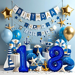 40 Inch Navy Blue 18 Number Balloons, Dark Blue 1 & 8 Mylar Foil Large Balloons,18 Big Digit Number Balloon for Boys 18th Birthday Anniversary Decorations Graduation Party Supplies