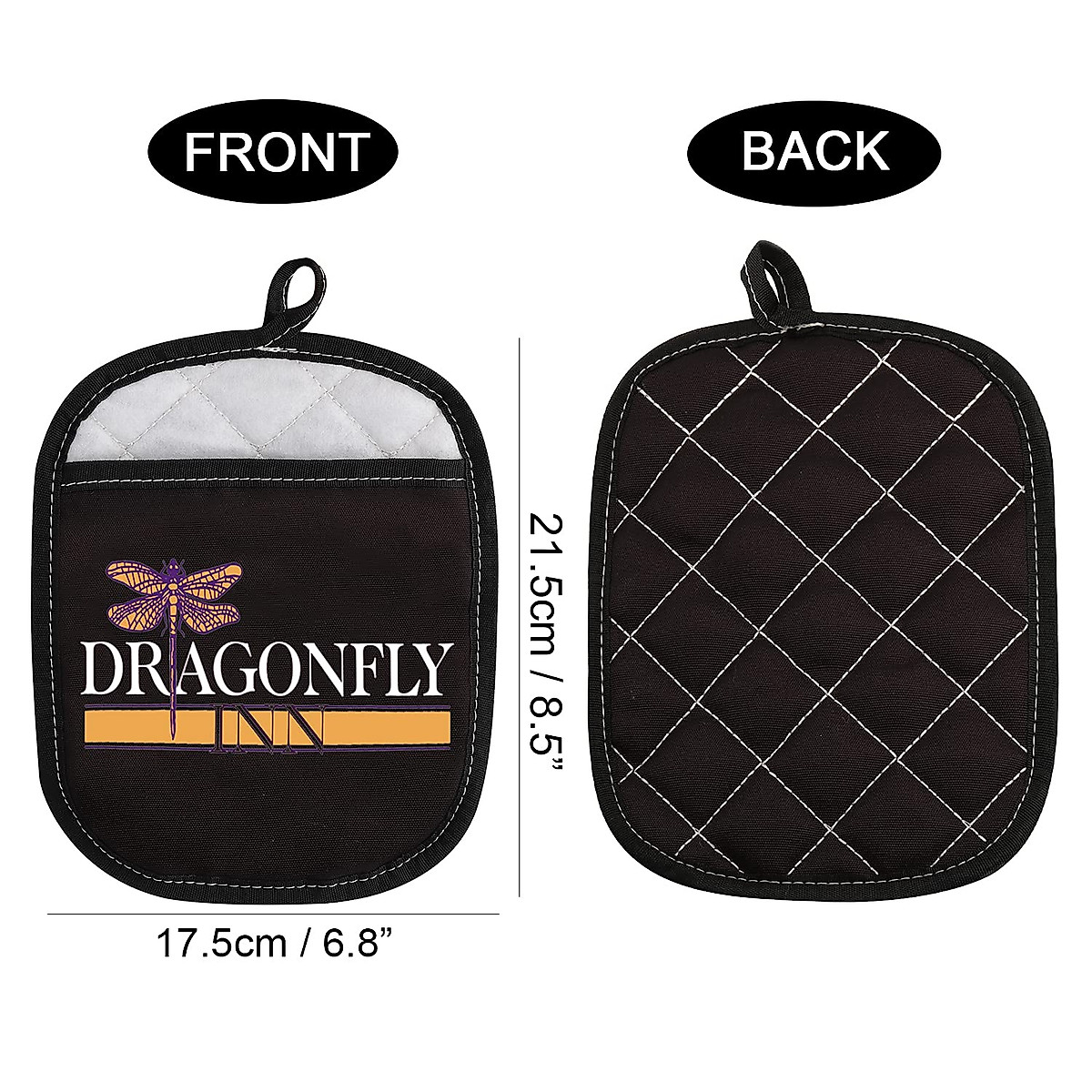 TV Show Inspired Dragonfly Inn Oven Pads Pot Holder with Pocket for Fans Fandom (Dragonfly Inn)