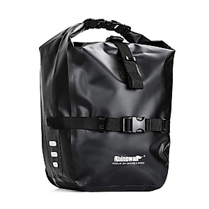 Rhinowalk 20L Bike Bag Waterproof Bicycle Pannier Rear Seat Bag for Cycling Bicycling Traveling Riding, Black