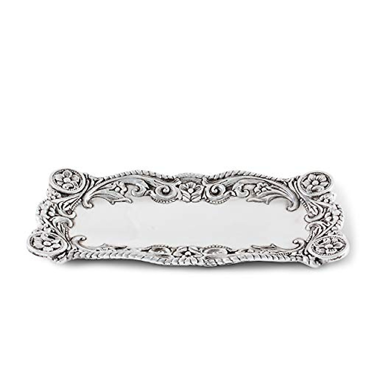 Arthur Court Western Pattern Concho Bread / Snack Serving Tray Parties Bar Dish - Cowboy / Cowgirl Silver Aluminum 6 inch x 12.25 inch