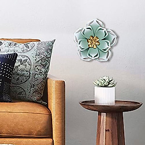 Reflinto Farmhouse Metal Flower Wall Decor 9.5inches 3D Wall Sculptures Flowers for Bedroom, Bathroom, Office, Nursery - Rustic Metal Outdoor Wall Art for Fence, Porch, Gallery, Yard, Garden