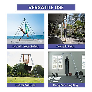 Yoga Trapeze Versatile Fitness Yoga Stand for Home & Outdoor | Easy 5-Min Setup | Supports Yoga Aerial Silks, Swings, Hammocks, Olympic Rings | Stable Solid Aluminum Supports Max 600lbs