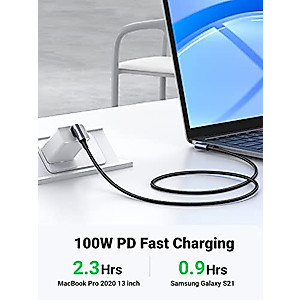 UGREEN 100W USB C Cable 90 Degree PD3.0 Fast Charging Compatible with MacBook Pro 2022, iPad Pro 2022, Elitebook, Dell XPS/Inspiron, Samsung Galaxy S23/S22/Z Fold, Pixel, Switch, etc. 3.3FT