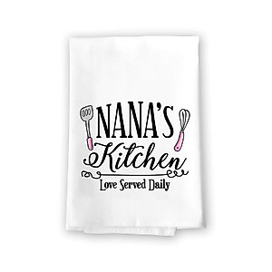 Honey Dew Gifts, Nana's Kitchen Love Served Daily, Cotton Flour Sack Dish Towels, 27 x 27 Inch, Made in USA, Grandma Kitchen Towel, Grandma Gifts, Nana Kitchen Gifts, Grandparents Day Gift