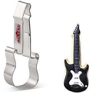 LILIAO Small Electric Guitar Cookie Cutter Music Rock and Roll Biscuit Fondant Cutter - 1.6 x 4.6 inches - Stainless Steel