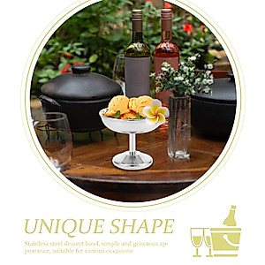 Housoutil Dessert Cup Reusable Footed Dessert Bowl Stainless Steel Ice Cream Cup Trifle Dish for Dessert Ice Cream Trifle Parfait Sundae Nuts Yogurt Smoothie Pudding Cocktail Drinks