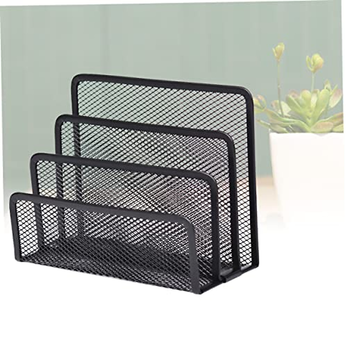 NUOBESTY School Metal Paper Holders Collection Folders Stacking Desktop Record Mail Folder Mesh Countertop Cell Duty Filing Desk Bill Organizer Holder Compartments Rack Letter Tray Home
