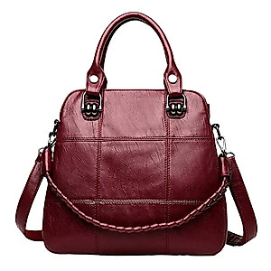 Tuoig Large Capacity Women's Simple Shoulder Handbags Women's Chain Soft Leather Crossbody Casual Tote Bags (Color : Black, Size : 11.8x3.93x11.1 inch)