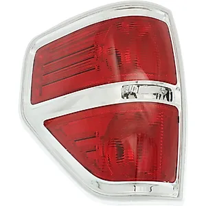 Garage-Pro Tail Light Lamp Compatible with 2009-2014 Ford F-150 Styleside Red Lens Driver Side With Chrome Bezel Trim Design