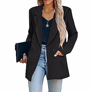 Black Oversized Blazer Jackets for Women Business Casual Open Front Long Blazers for Work Professional Fashion XL