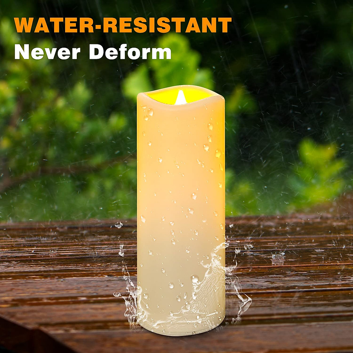 YIWER Waterproof Flameless Candles, 1 Pack Outdoor Battery Operated LED Pillars Candles, Electric Fake Candle Set of 1 with Remote, Halloween, Christmas Decorations