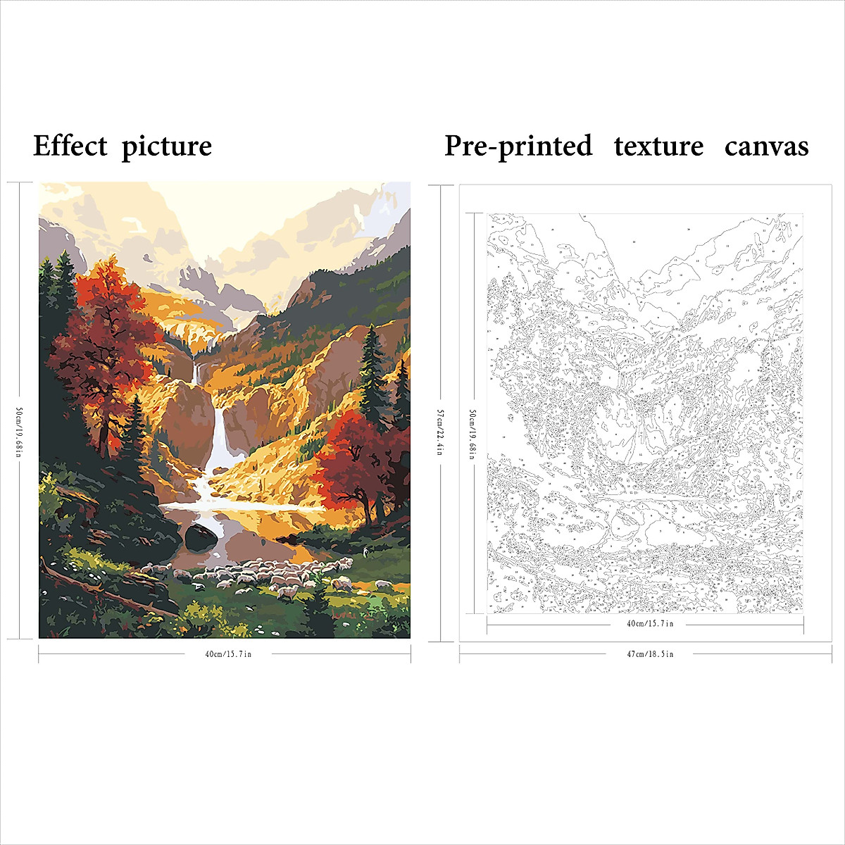 QUITEDEW Paint by Number for Adults,Mountain Waterfall Paint by Numbers, Nature Scenery Paint by Number Kits,Suitable for Home Wall Decoration 16x20 Inch