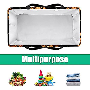 Pineapple Full Print Large Capacity Laundry Organizer Tote Bag - Reusable and Foldable Oxford Cloth Shopping Bags