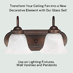 LIGHTACCENTS 4-Pack Ceiling Fan Light Covers -white Alabaster Glass Shade Lamp Replacement Kit For Ceiling Fan Light Kits. Glass Lamp Shade Replacement Used For Ceiling Fan Globe Replacement