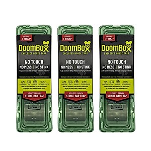 DoomBox™ Green Enclosed Mouse Trap | Keeps The Mess with The Mouse | Patented Click-It™ Closure Technology | Safe for Kids & Pets | Certified Child Resistant | Made in USA (3-Pack Green)