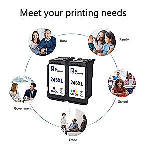 BJ Ink Cartridge Replacement for Canon PG-245XL CL-246XL Compatible with Canon PIXMA IP2820 MG2420 MG2520 MG2522 MG2924 MG3020 MG3022 MX490 MX492 Printer(1 Black,1 Tri-Color)