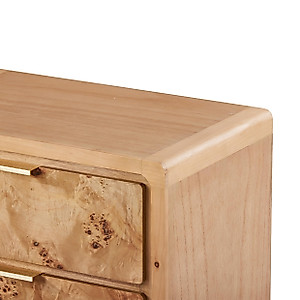 COZAYH Fully Assembled Farmhouse 3-Drawer Nightstand, Set of 2，Distressed Wood Retro Accent Dresser, Chest of Drawers, Tall Nightstand for Bedroom, Living Room, Entryway, Rustic, Natural, Burl