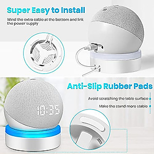 ZUOLACO Dot 4th/5th Generation Table Holder, Desktop Stand Mount for Echo Dot 4th/5th Gen(2022 Release), Base Bracket with Light Guide, Dot Accessories with Built-in Cable Management, White