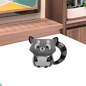 Luxshiny Cute Ceramic Coffee Mug 3D Raccoon Mug Tea Cup Hand Painted Animal Coffee Cappuccino Latte Cup Drinking Cups Milk Cups with Handle for Christmas Birthday Gift Grey