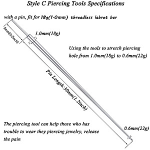 MILACOLATO G23 Titanium Piercing Taper Insertion Pins 18G Taper Piercing Kits for Ear/Nose/Navel/Nipple/Lip/Eyebrow/Tongue/Tragus Helix Stretcher Body Piercing Stretching Kit Assistant Tools