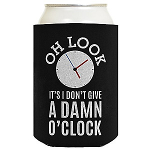 Funny Retirement Gifts for Men Oh Look It's I Don't Give a Damn O'Clock Retirement Gifts for Coworker Gag Gifts Retired Coworker 2 Pack Can Coolie Drink Coolers Coolies Black