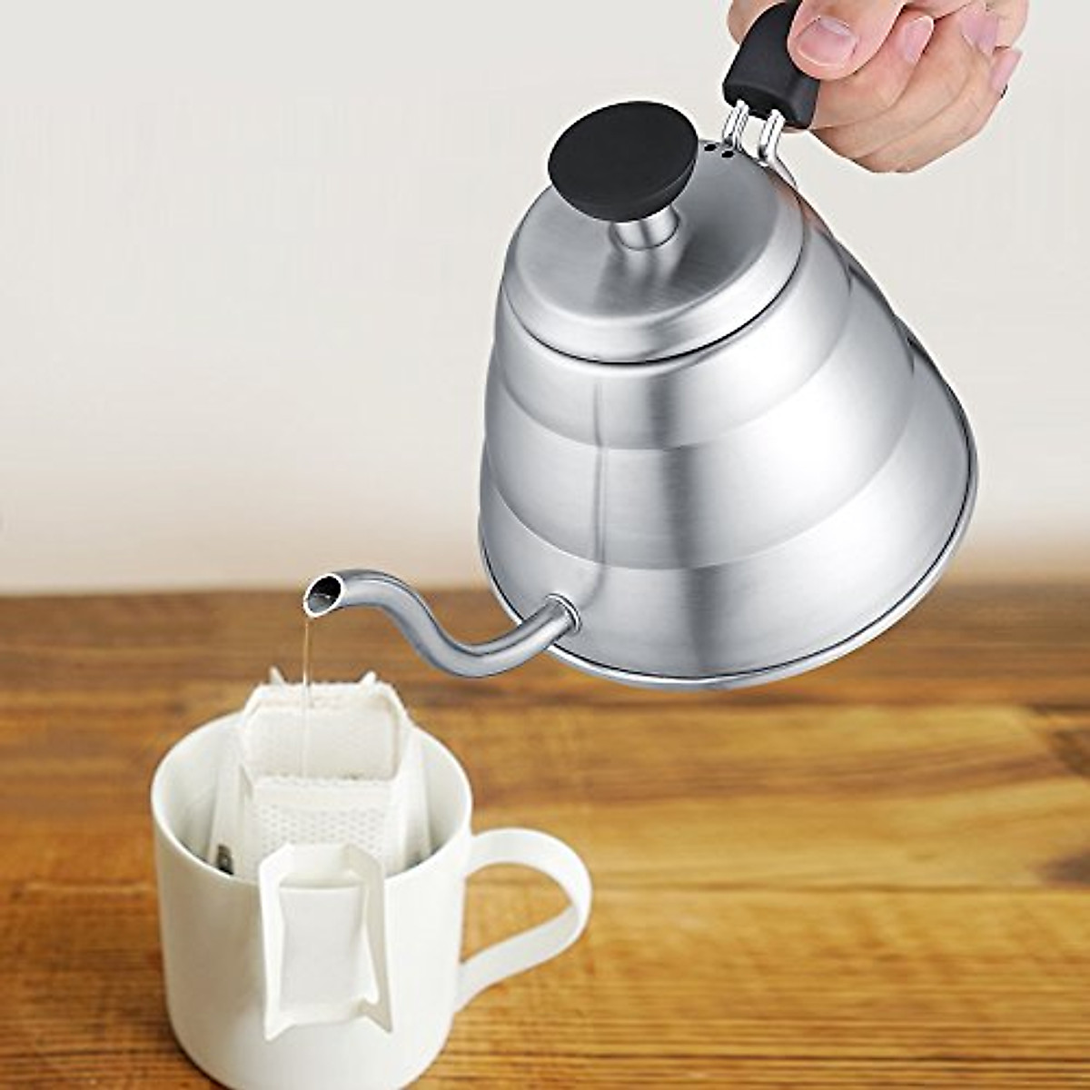 Ikunde Stainless Steel Hand Drip Pot Coffee & Tea Kettle with Gooseneck shaped Spout