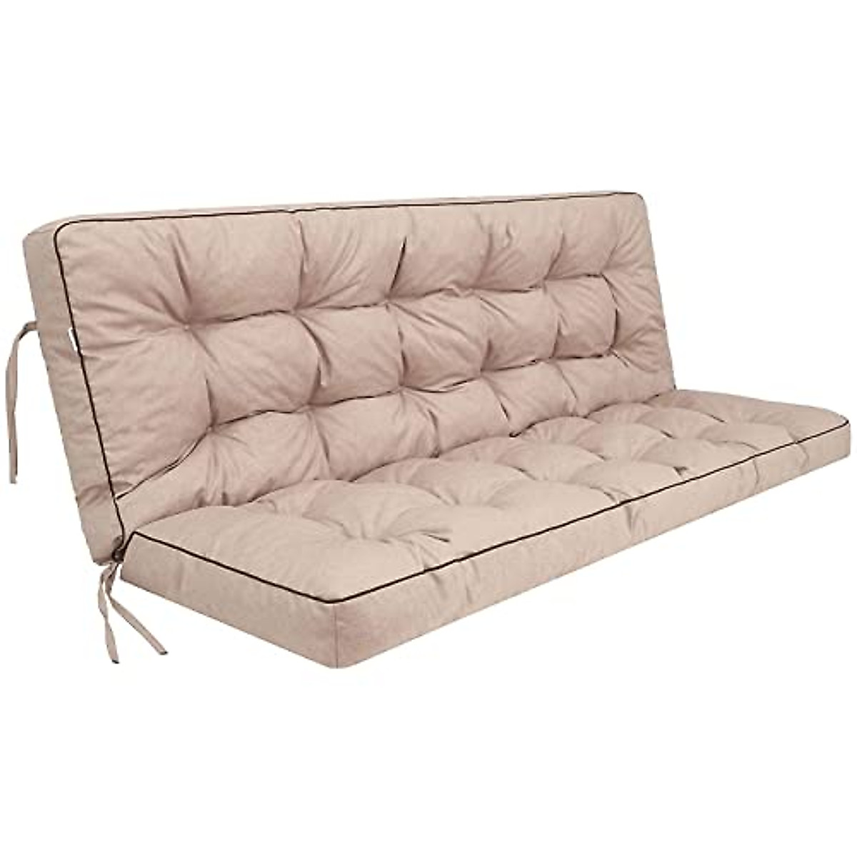 Rlosqvee Porch Swing Cushions, Waterproof Bench Cushion 2-3 Seater Patio Swing Cushions Replacement for Outdoor Furniture (Khaki 55"x40")