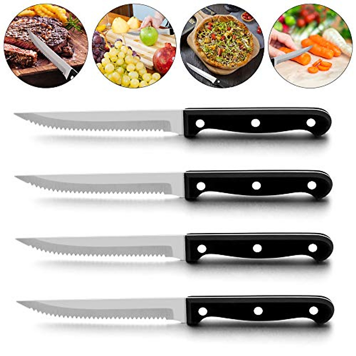 LIANYU Steak Knives Set of 8, Stainless Steel Serrated Steak Knife, kitchen Camping Restaurant Steak Knives, Dishwasher Safe