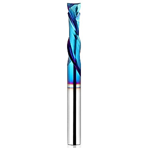 EANOSIC Spiral Router Bits Up Down Compression Bit 1/4 inch Cutting Diameter with Nano Blue Coated, 1/4 inch Shank Solid Carbide CNC End Mill for Wood Carving Engraver Milling Cutters