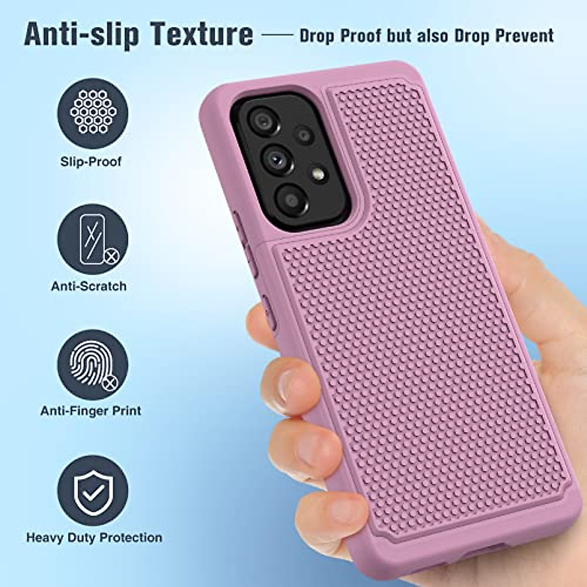 BNIUT for Samsung Galaxy A53 5G (Samsung A53 5G UW) Case: Dual Layer Protective Heavy Duty Cell Phone Cover Shockproof Rugged with Non Slip Textured - Military Protection - 6.5inch (Raspberry Pink)